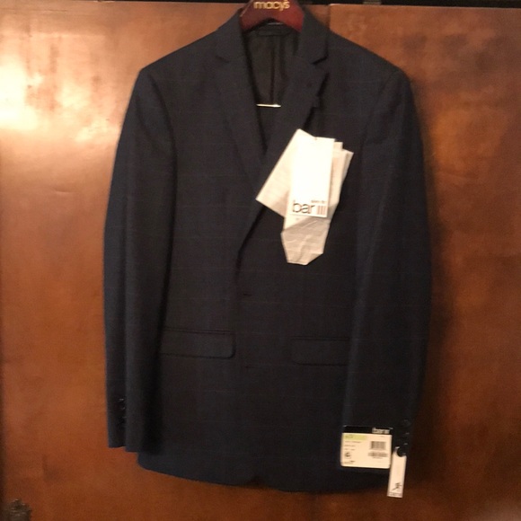 Bar III | Suits & Blazers | Mens New Slim Fit Blue Bar Lll Window Pane ...